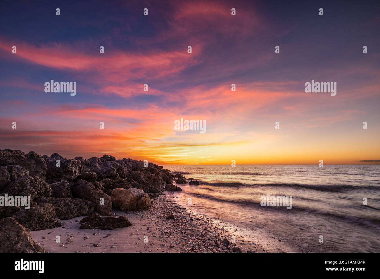 Beautiful vibrant sunset at Little Hickory Island Beach Park Bonita ...