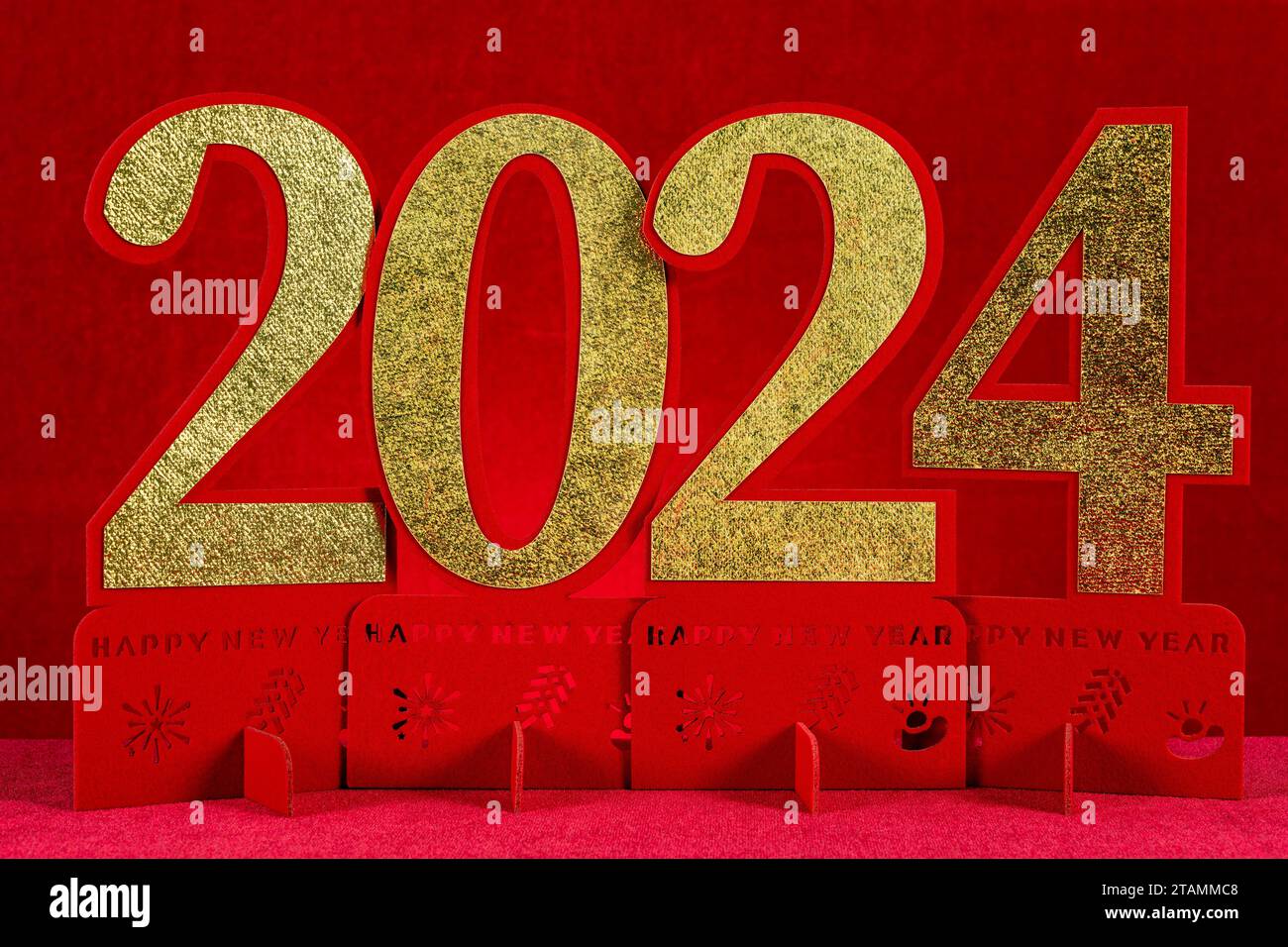 2024 paper cut on red background no logo no trademark Stock Photo - Alamy