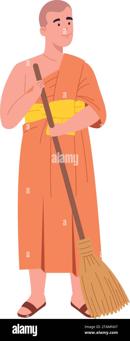 buddhist monk with broom Stock Vector Image & Art - Alamy