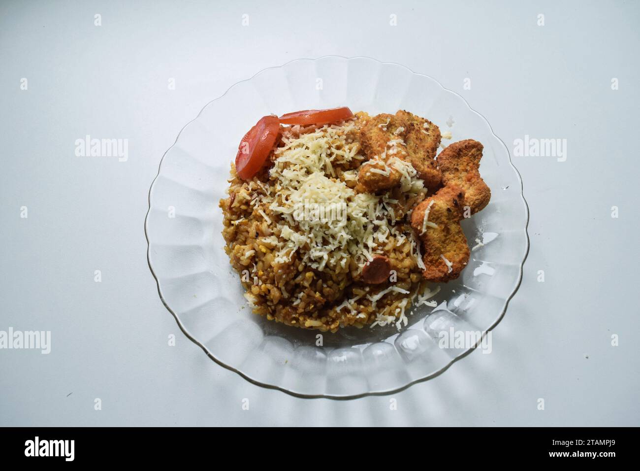 Cheese Fried Rice,Stir fried rice with tomato with chilli sauce on ...