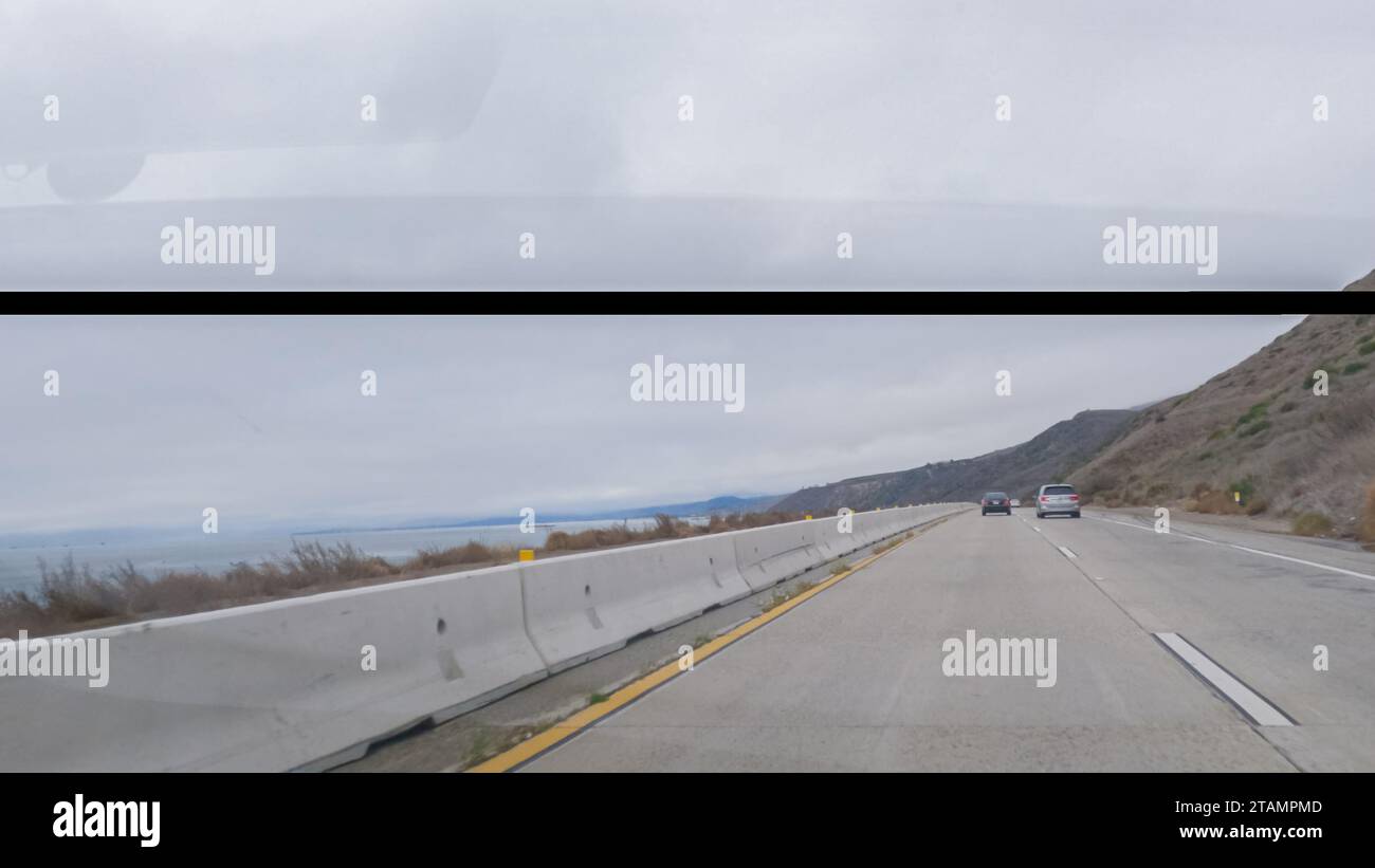 Gloomy Winter Drive by Rincon Beach, Highway 101 Stock Photo - Alamy