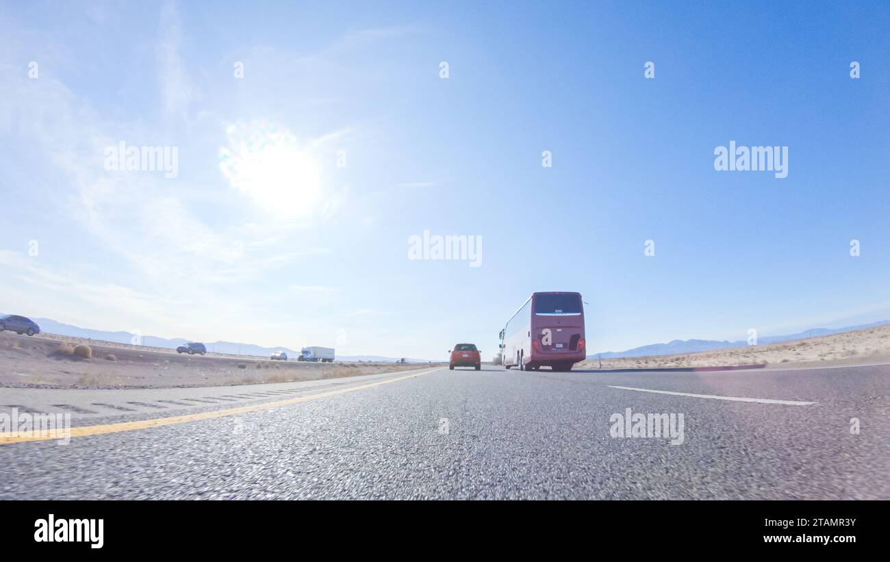 Daytime Road Trip: Nevada to California on HWY 15 Stock Photo - Alamy