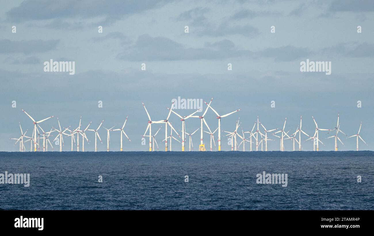Germany. 16th Nov, 2023. Offshore wind turbines in the North Sea. (To ...