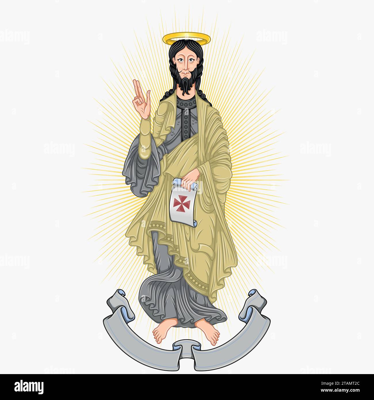 Vector design of the apostle James with ancient parchment, Christian ...