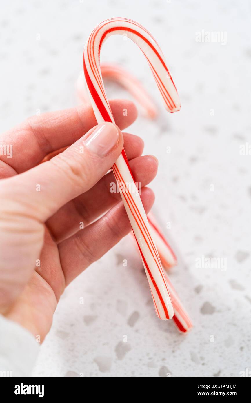Peppermint Candy Cane Stock Photo - Alamy