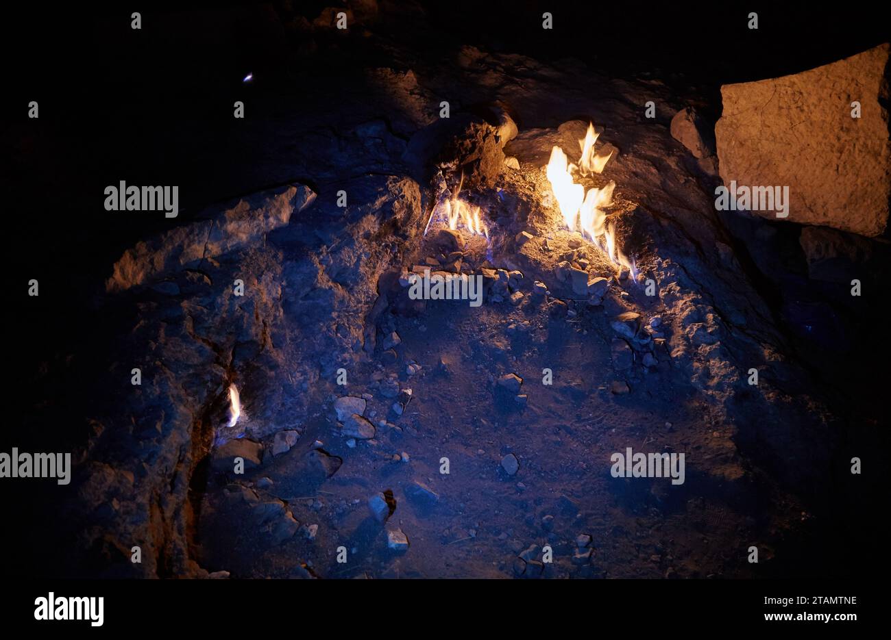 The ever-burning flames of Mount Chimaera near Olympos, Antalya, Turkey ...