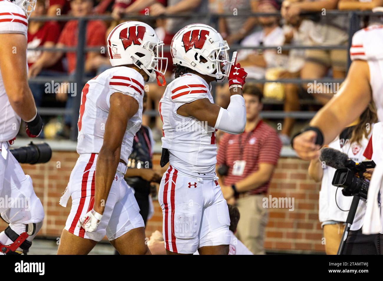 Wisconsin Badgers wide receiver Skyler Bell (11) celebrates a touchdown ...
