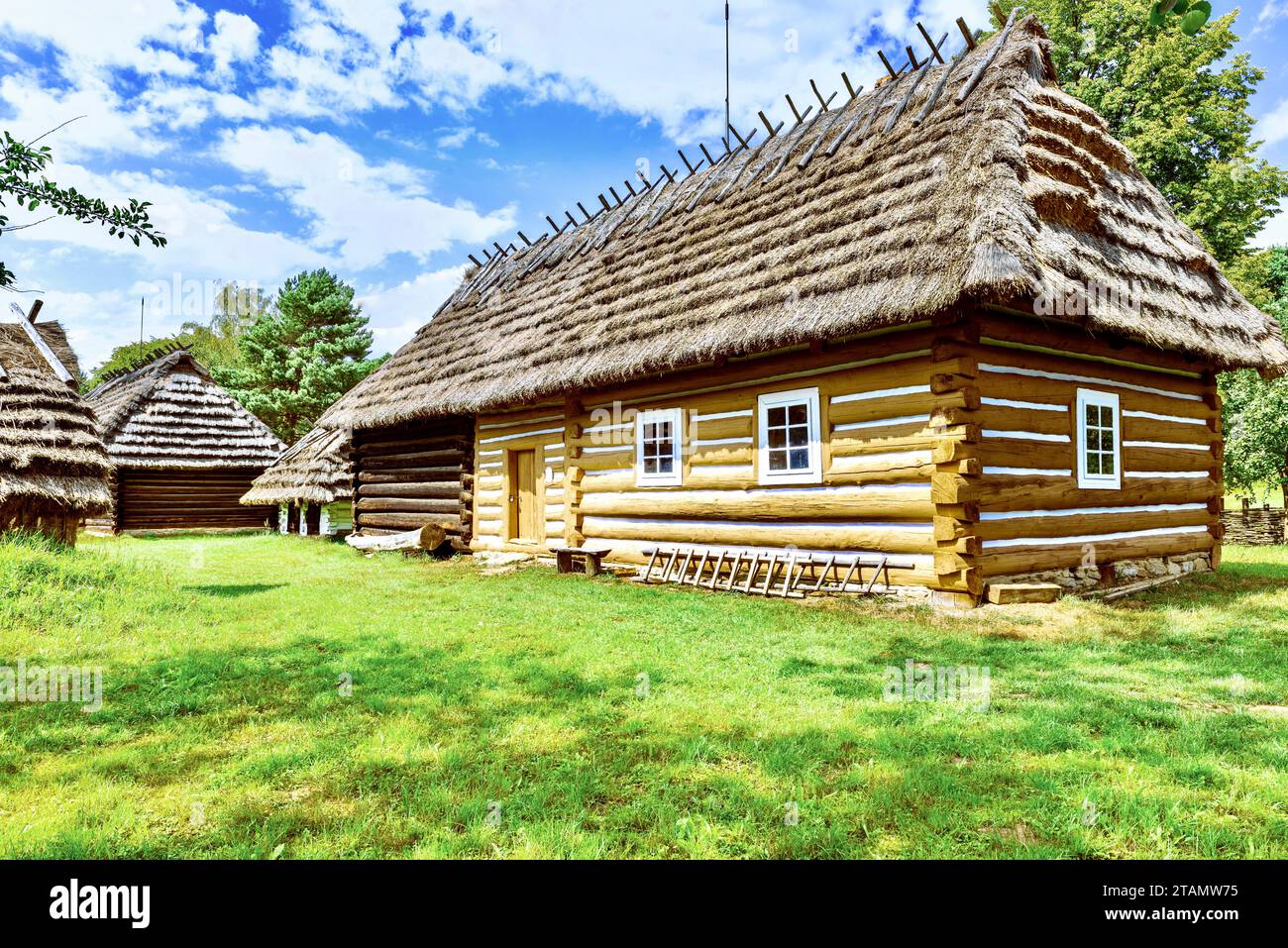 Summer landscape on the territory of the Museum of Folk Architecture in ...