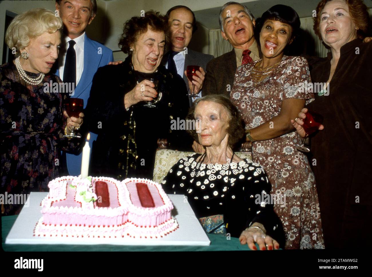 100th birthday party for British Actress Estelle Winwood in 1983. She ...