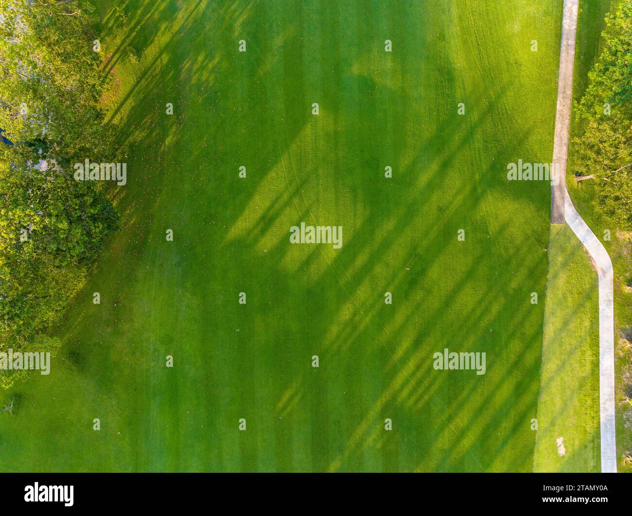 Aerial view of beautiful green golf field fairway and putting green ...