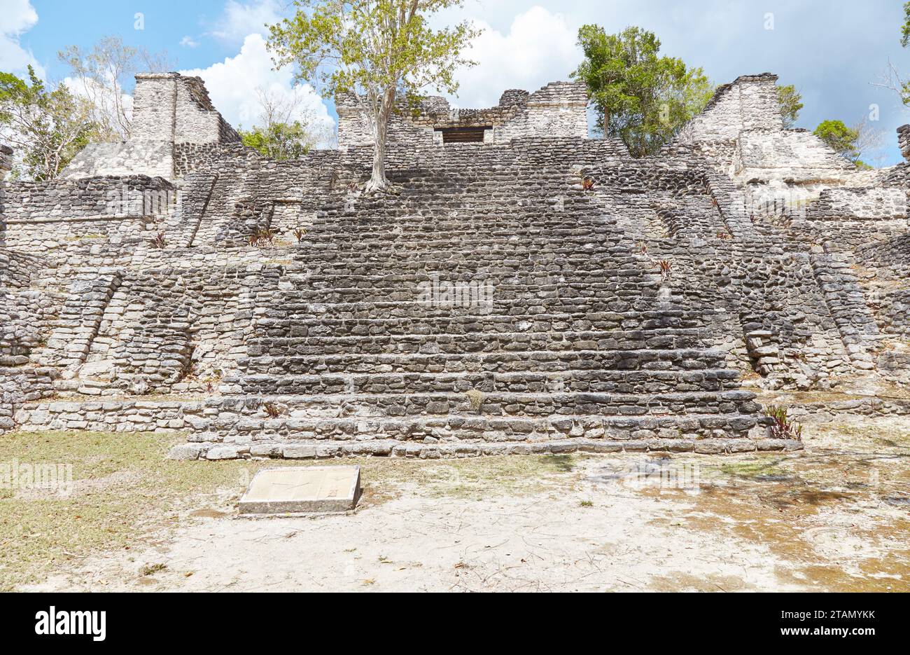 The massive Mayan pyramid of Kinichna in Quintana Roo, Mexico Stock ...