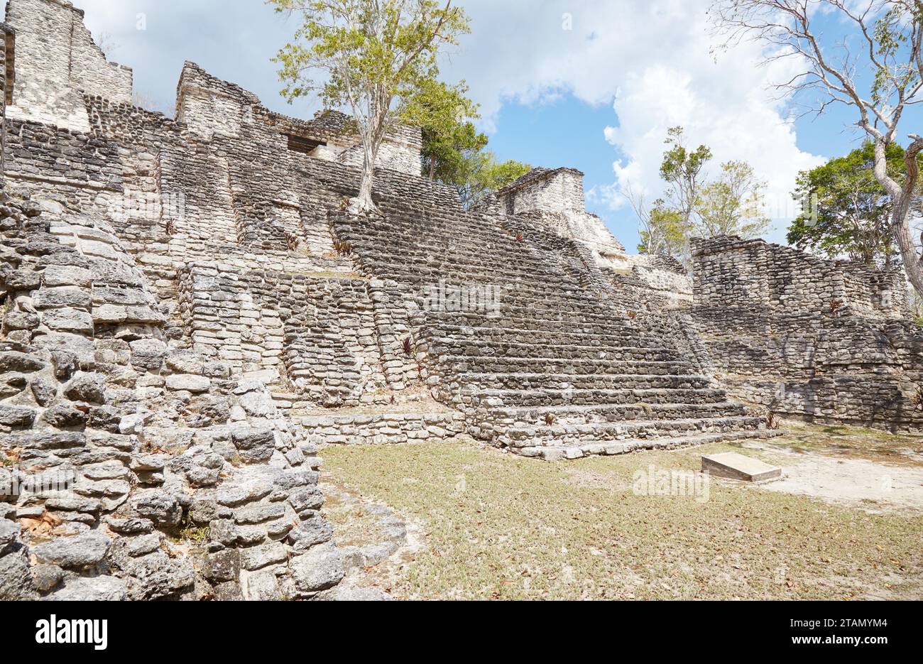 The massive Mayan pyramid of Kinichna in Quintana Roo, Mexico Stock ...
