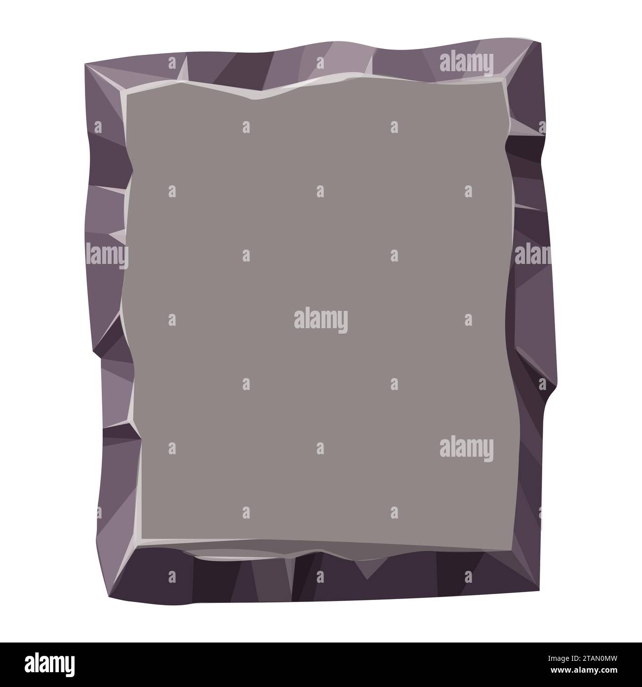 Stone menu panel, rock frame in comic cartoon style textured isolated ...