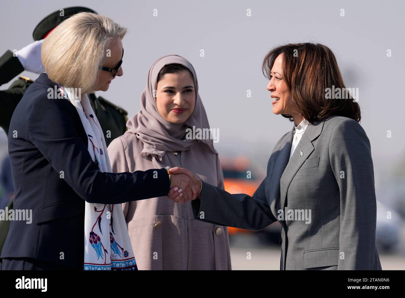 Vice President Kamala Harris, right, greets Ambassador to the United ...