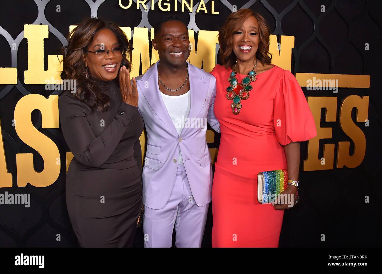 Oprah Winfrey, left, Gayle King, right, and David Oyelowo arrive at the ...