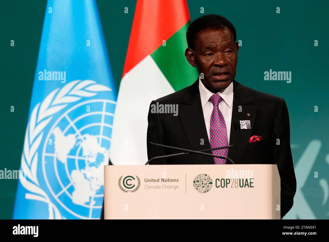 Equatorial Guinea President Teodoro Obiang Nguema Mbasogo speaks during ...