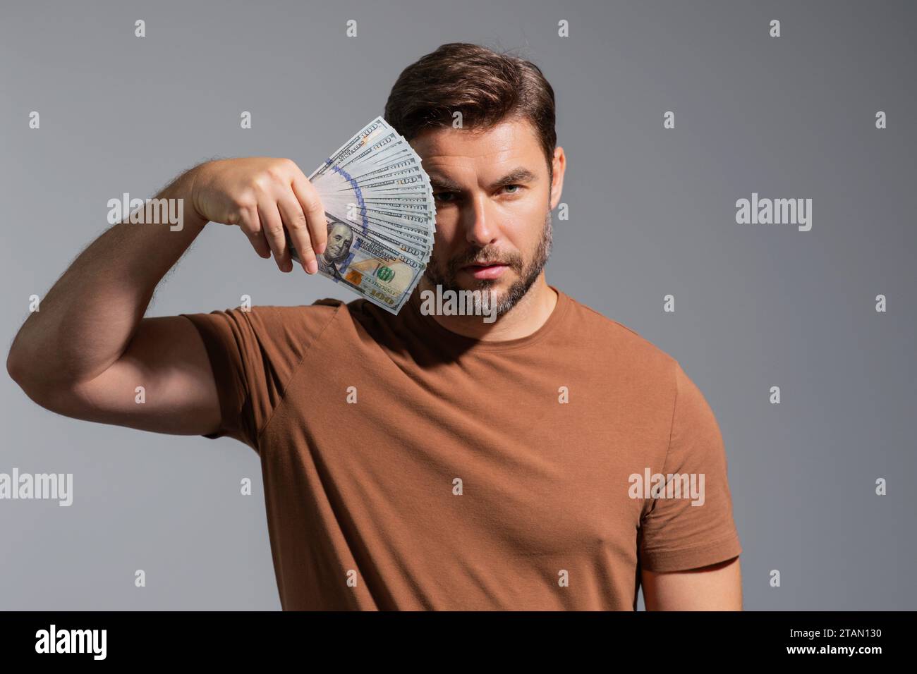 Business man with money banknotes. Male entrepreneur with dollar bills ...