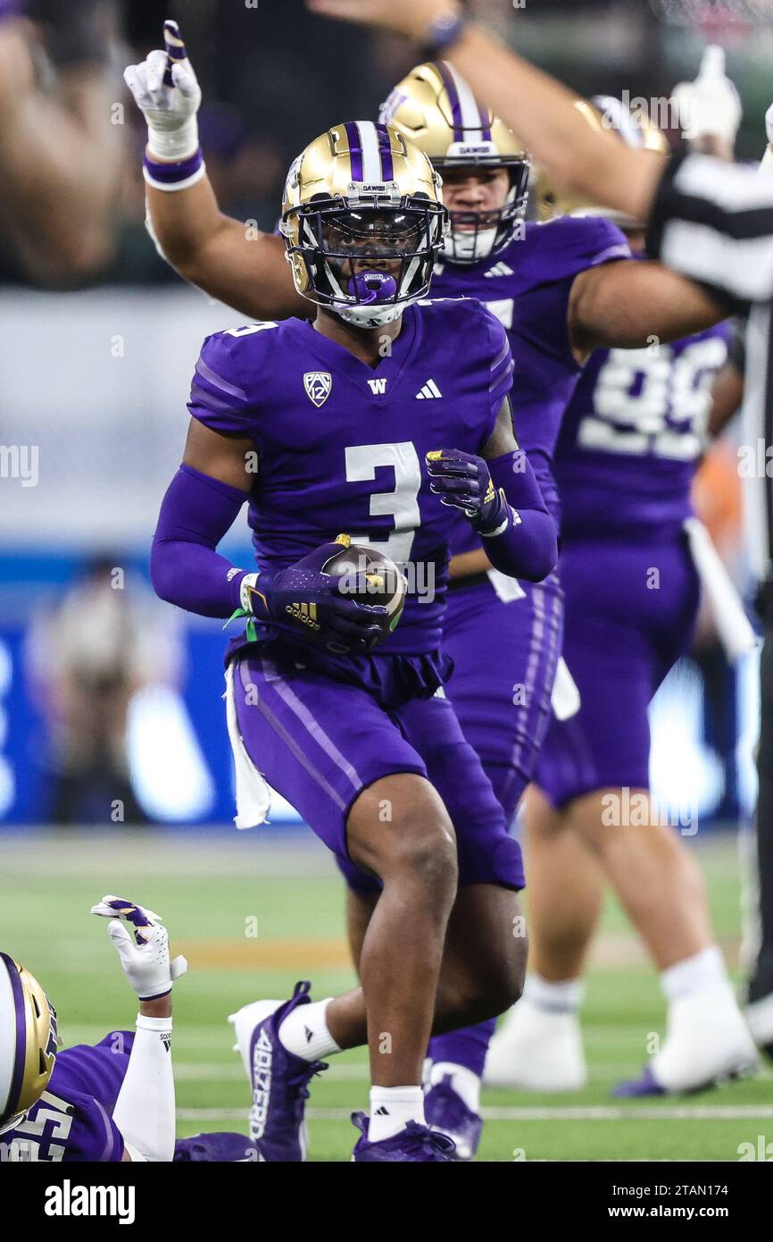 Las Vegas, NV, USA. 01st Dec, 2023. Washington Huskies safety Mishael ...
