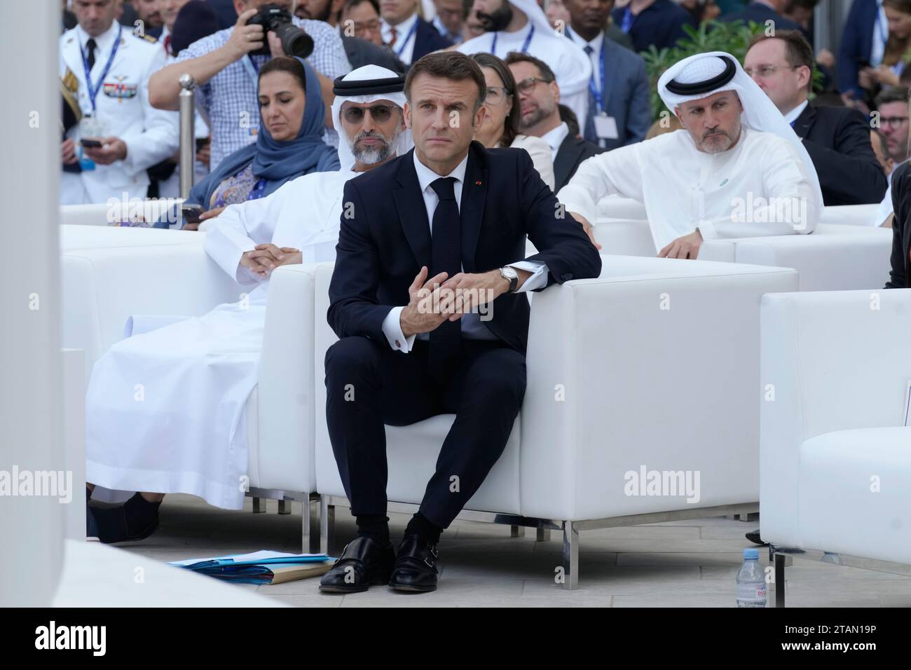 France President Emmanuel Macron attends at an event in support of ...