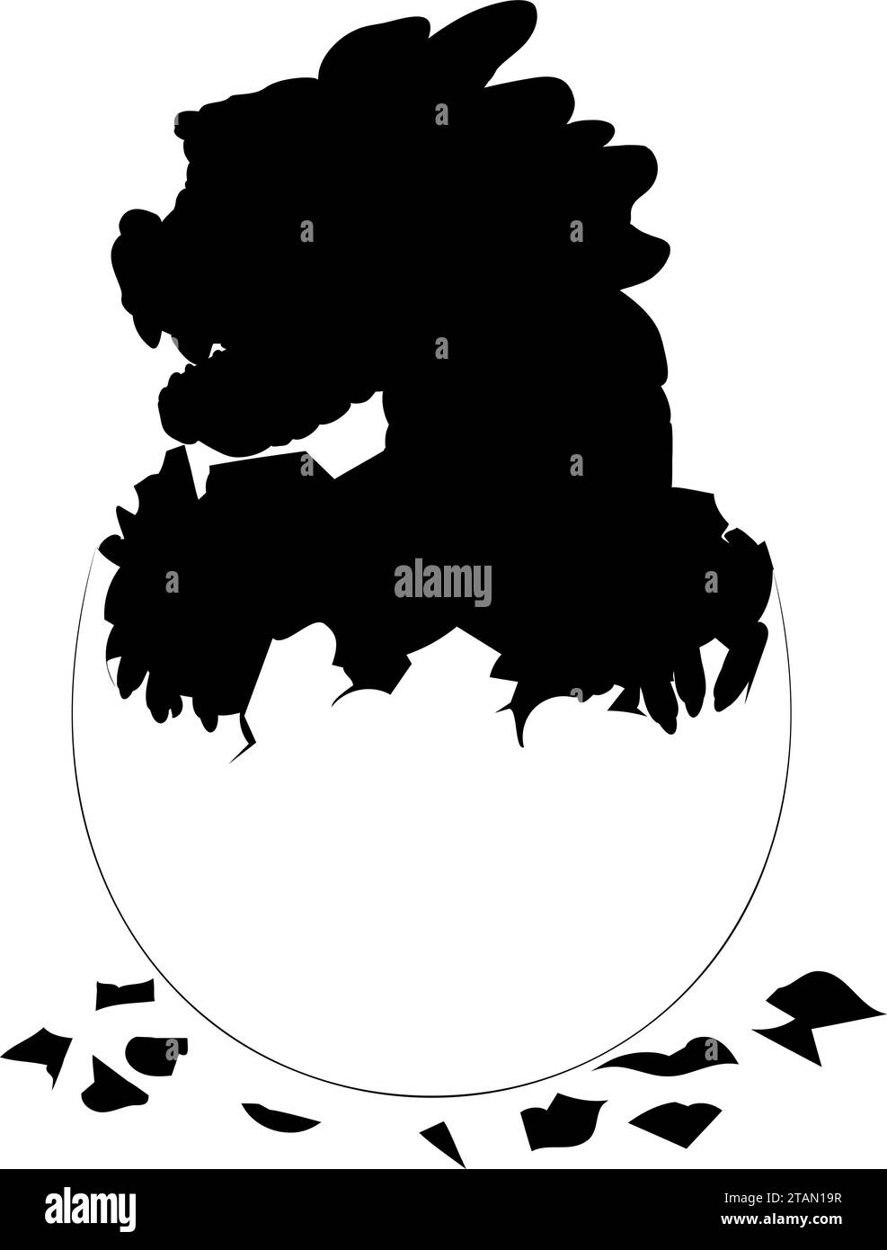 Shape of hatched wooden dragon with paws in egg. Vector illustration of ...