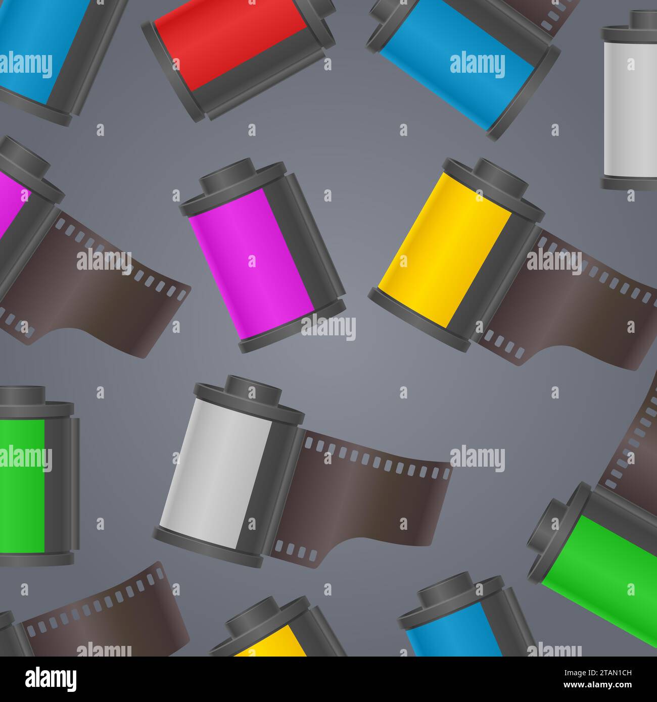 Camera photo film containers on gray background. Vector illustration ...