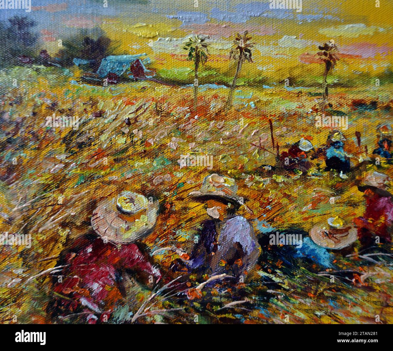 Art painting Oil color Harvest Rice Countryside in the provinces ...