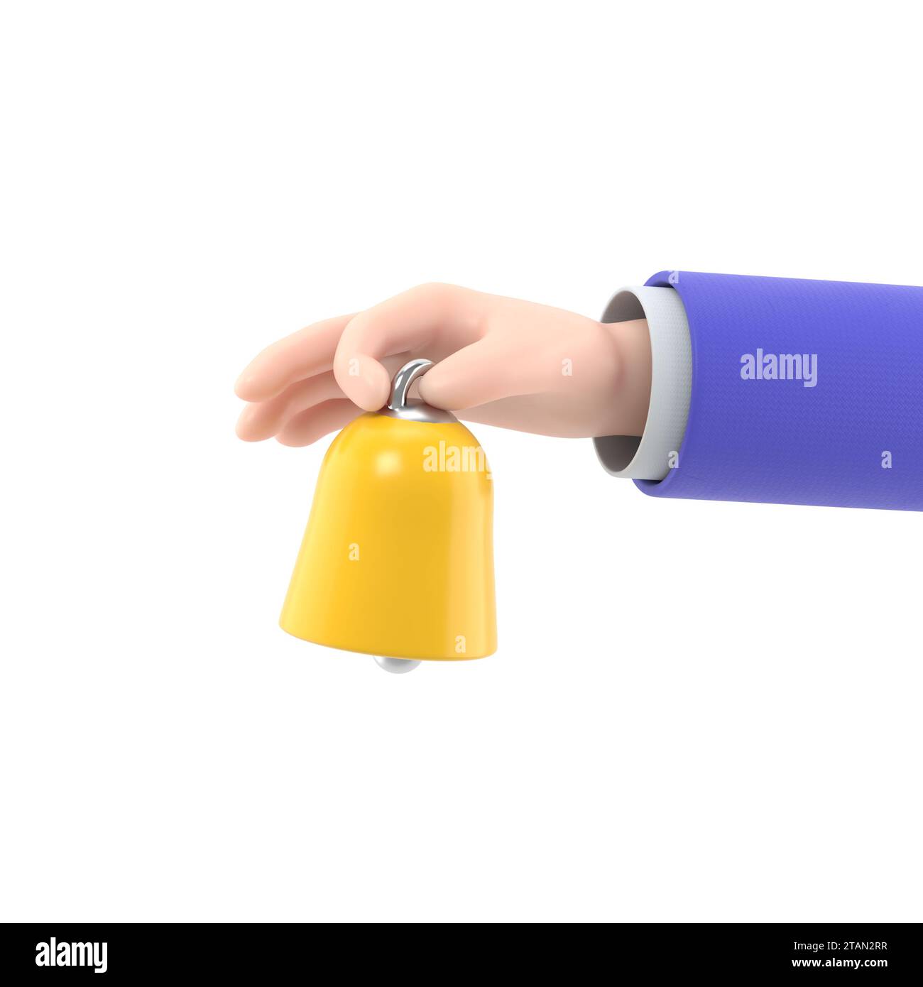 Cartoon Gesture Icon Mockup.Cartoon hand holding bell.3D rendering on ...