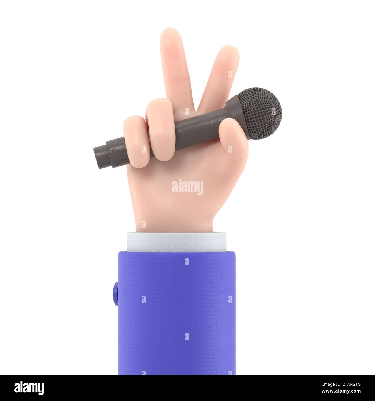 Cartoon Gesture Icon Mockup.Cartoon hand holding microphone and showing ...