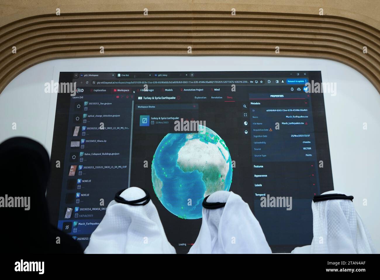 A presentation at the technology and innovation pavilion in the green ...