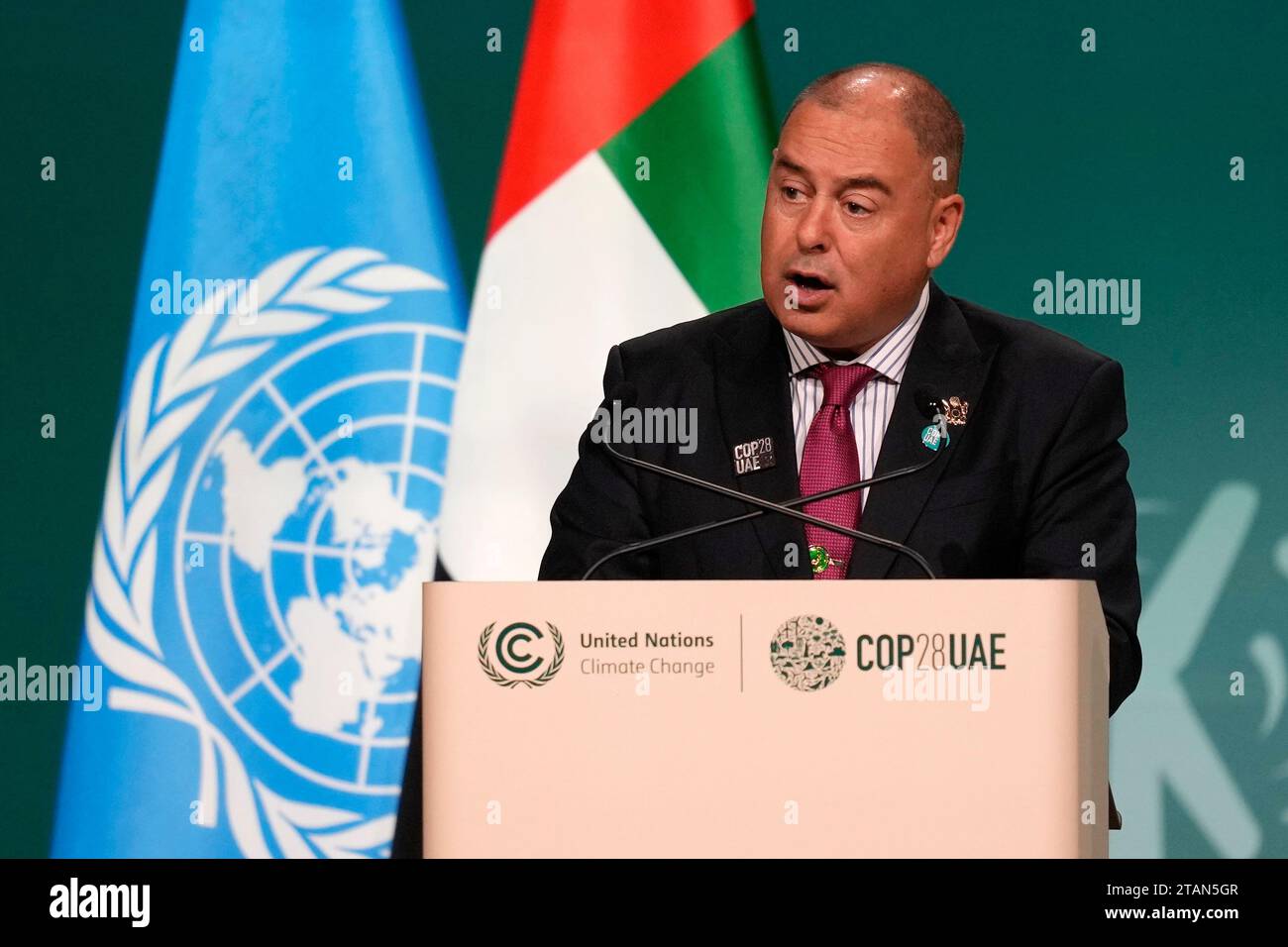 Cook Islands Prime Minister Mark Brown speaks during a plenary session ...