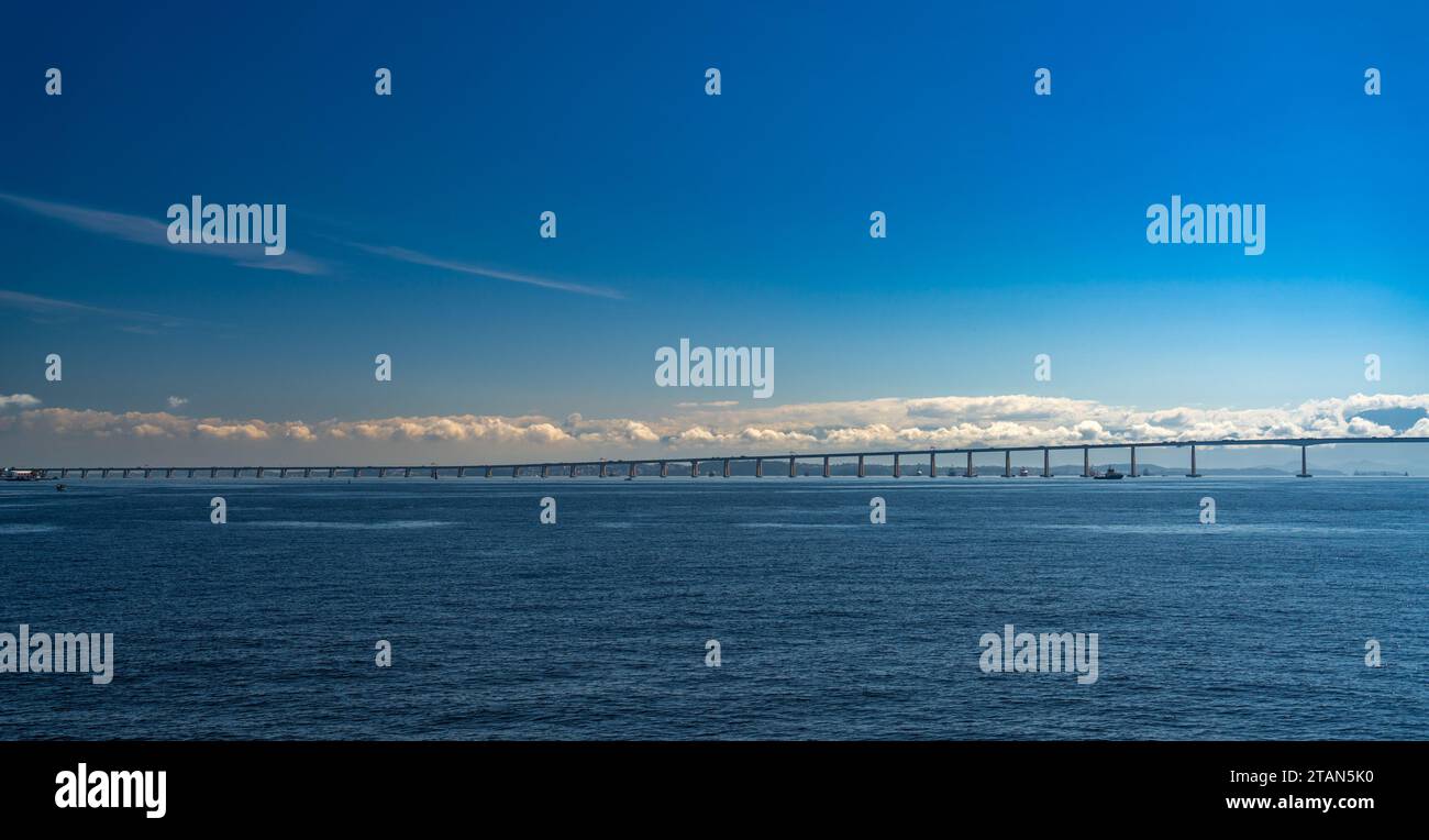 The Majestic Niteroi Bridge in Rio de Janeiro Under a Clear Blue Sky ...