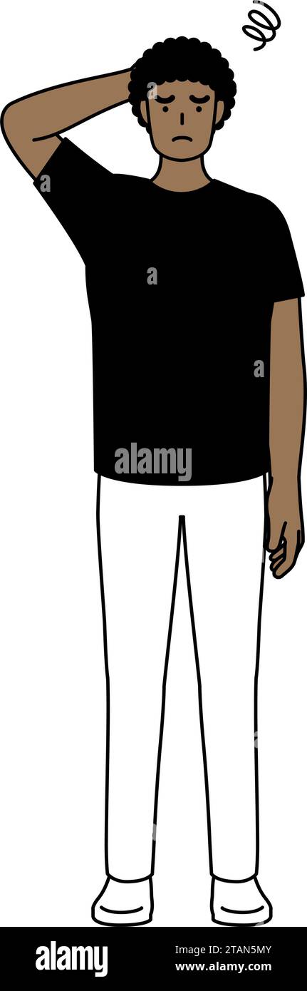 African-American man scratching his head in distress, Vector ...
