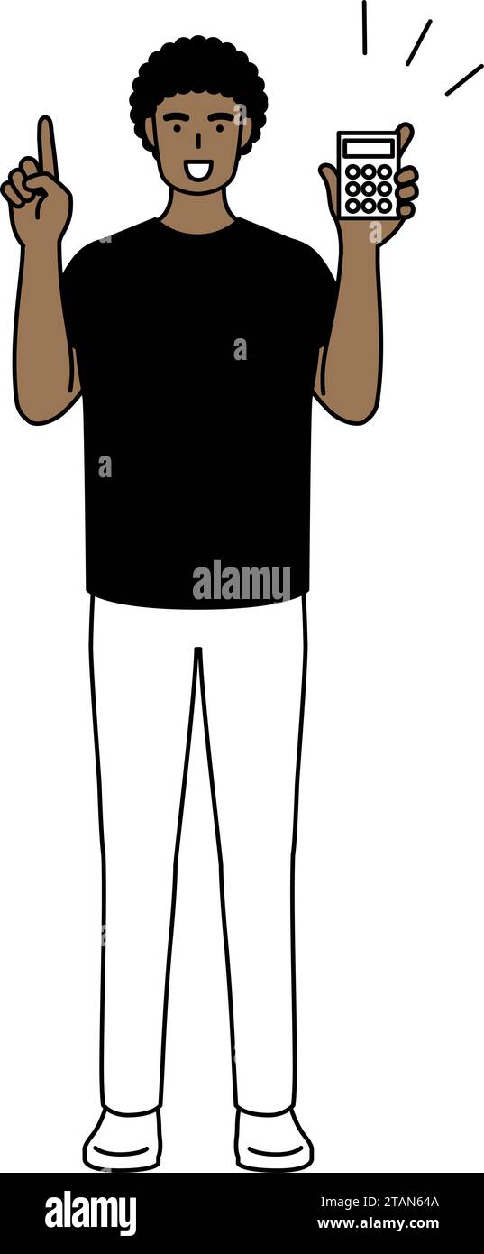 African-American man holding a calculator and pointing, Vector ...