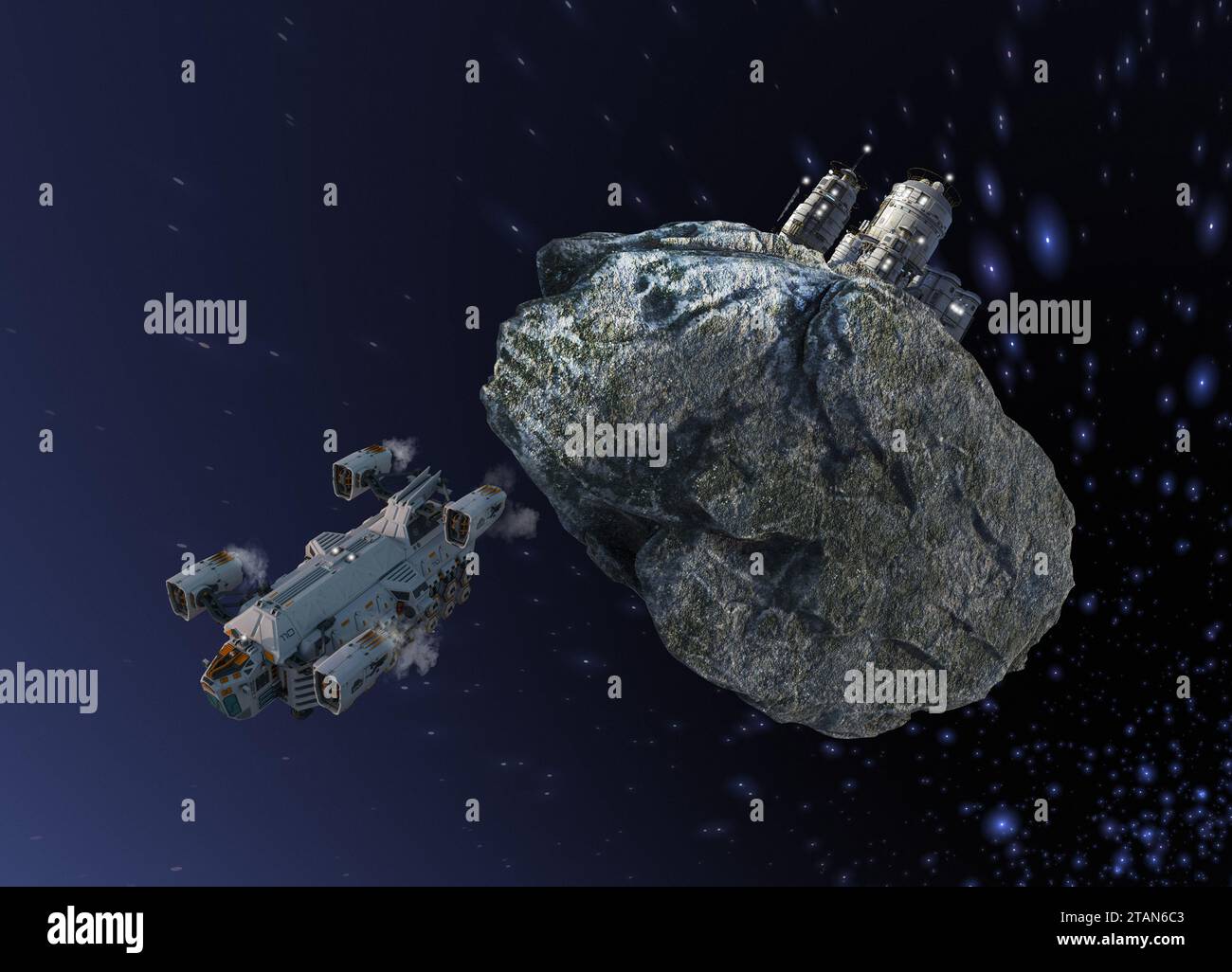Space mining of asteroid, illustration Stock Photo - Alamy