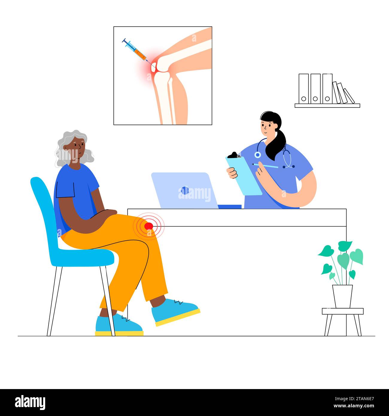 Injection for knee pain, illustration Stock Photo - Alamy