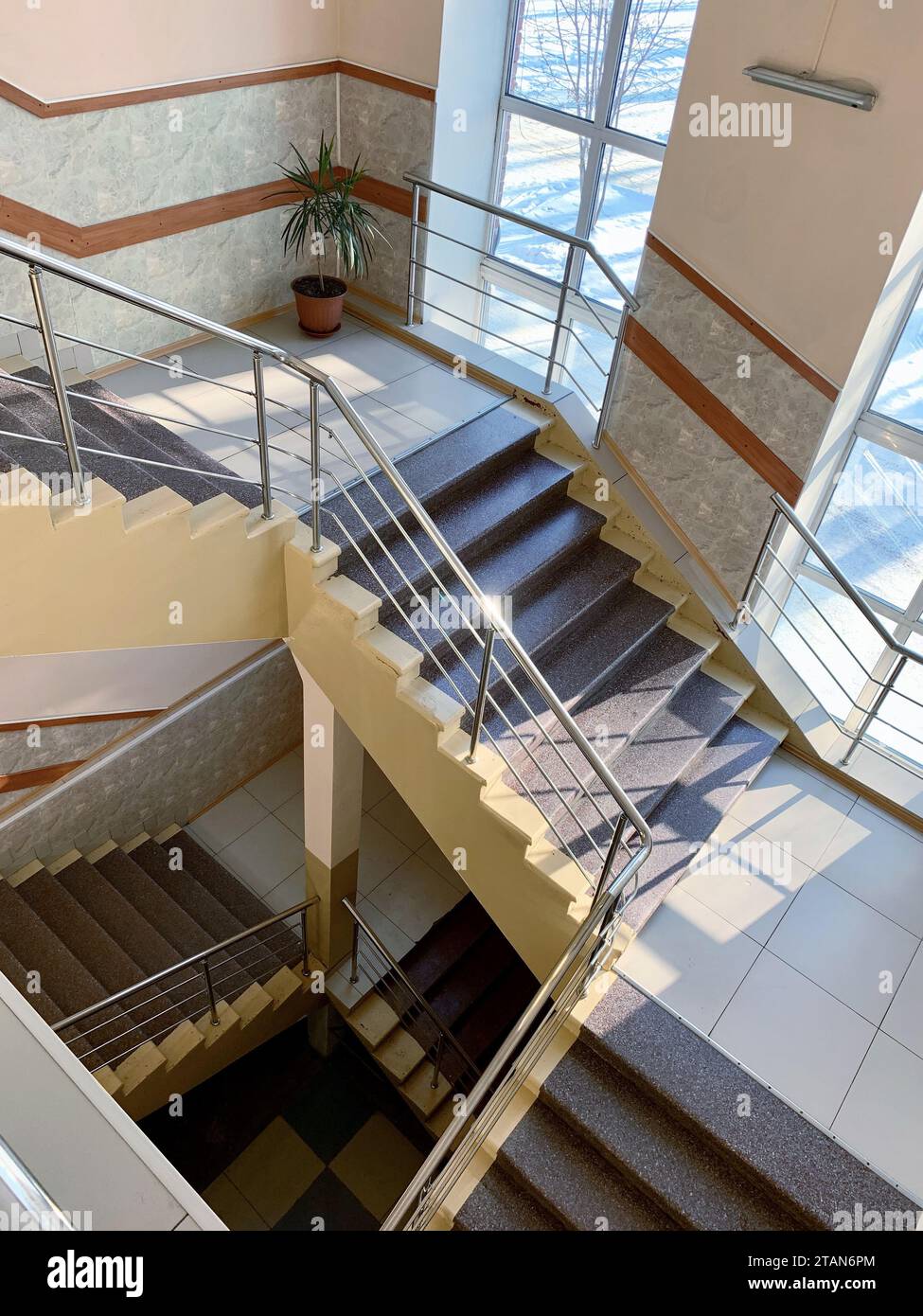 The stairs lead to the second and third floors of the hospital Stock ...