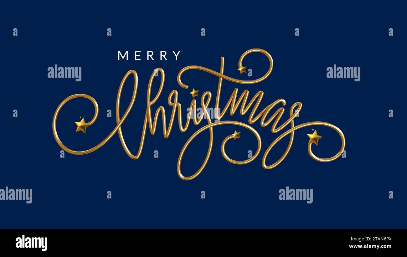 merry Christmas greeting cards calligraphy written in gold foil Stock ...