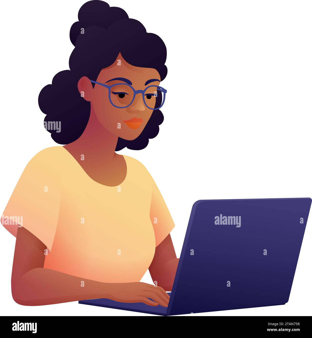 Woman Using Laptop Computer Cartoon Illustration Stock Vector Image ...