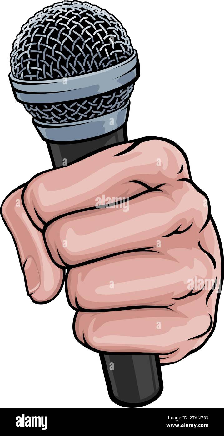 Microphone Fist Hand Comic Book Pop Art Cartoon Stock Vector Image ...
