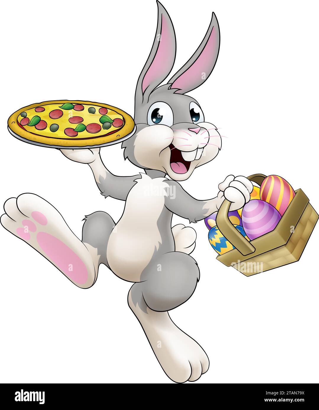 Cartoon character holding pizza 3d Stock Vector Images - Alamy