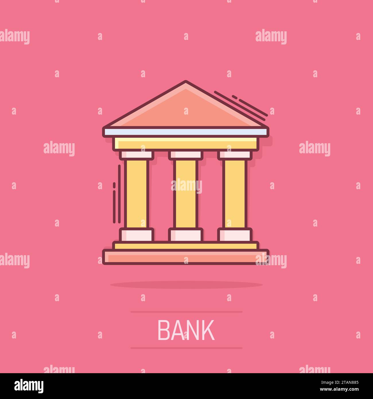 Vector cartoon bank building icon in comic style. Museum sign ...