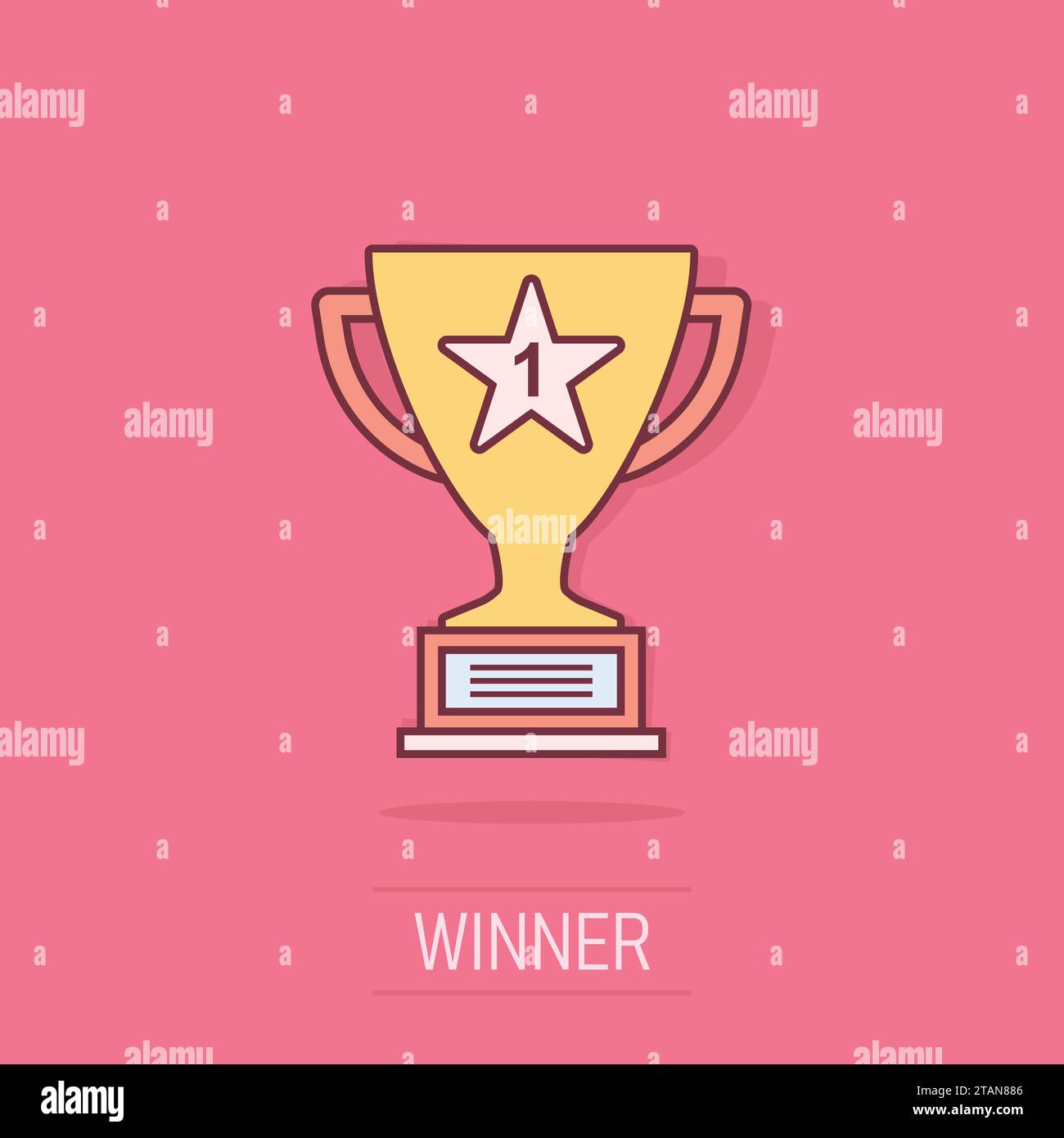 Vector cartoon trophy cup icon in comic style. Winner sign illustration ...