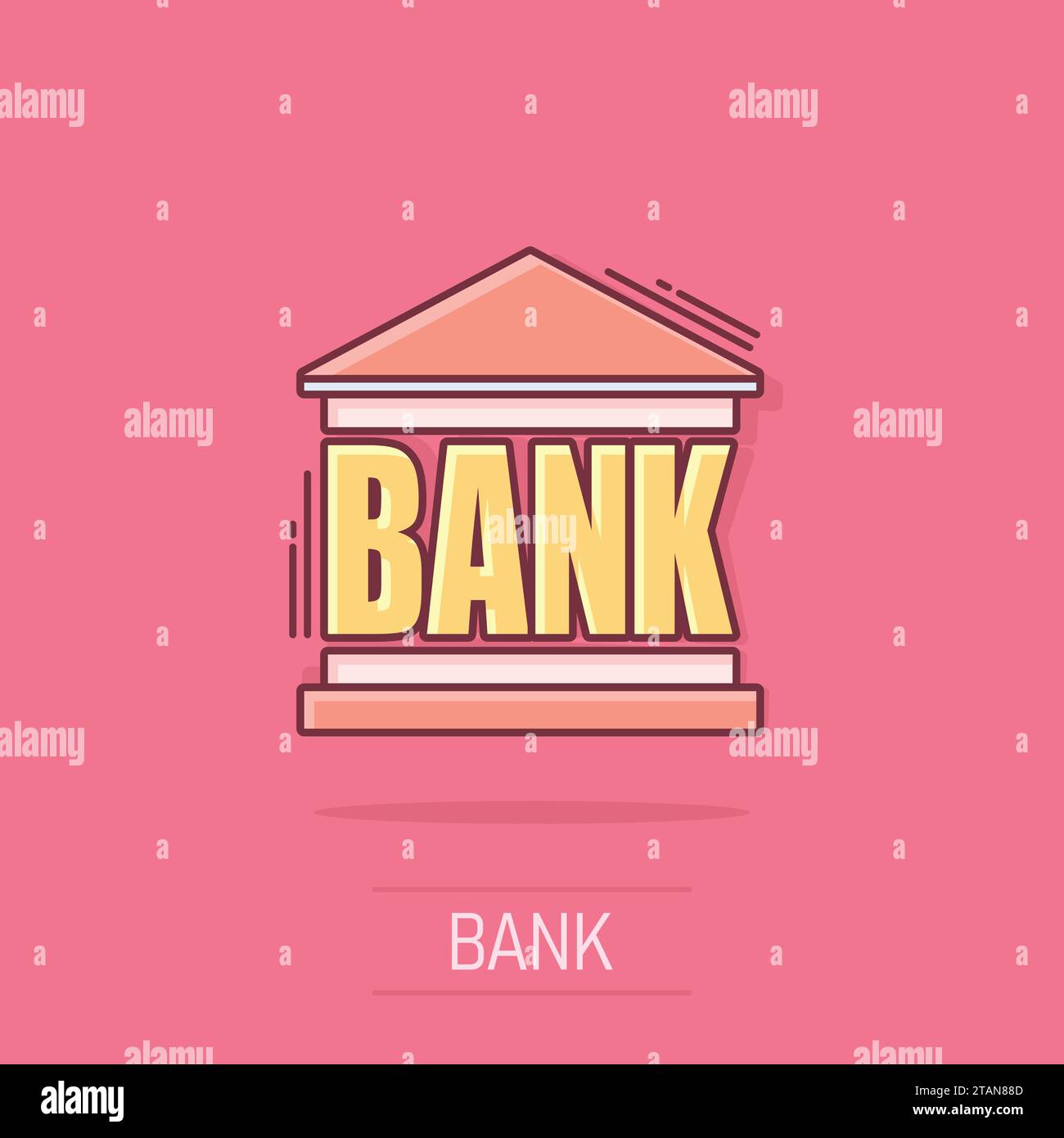Vector cartoon bank building icon in comic style. Bank sign ...