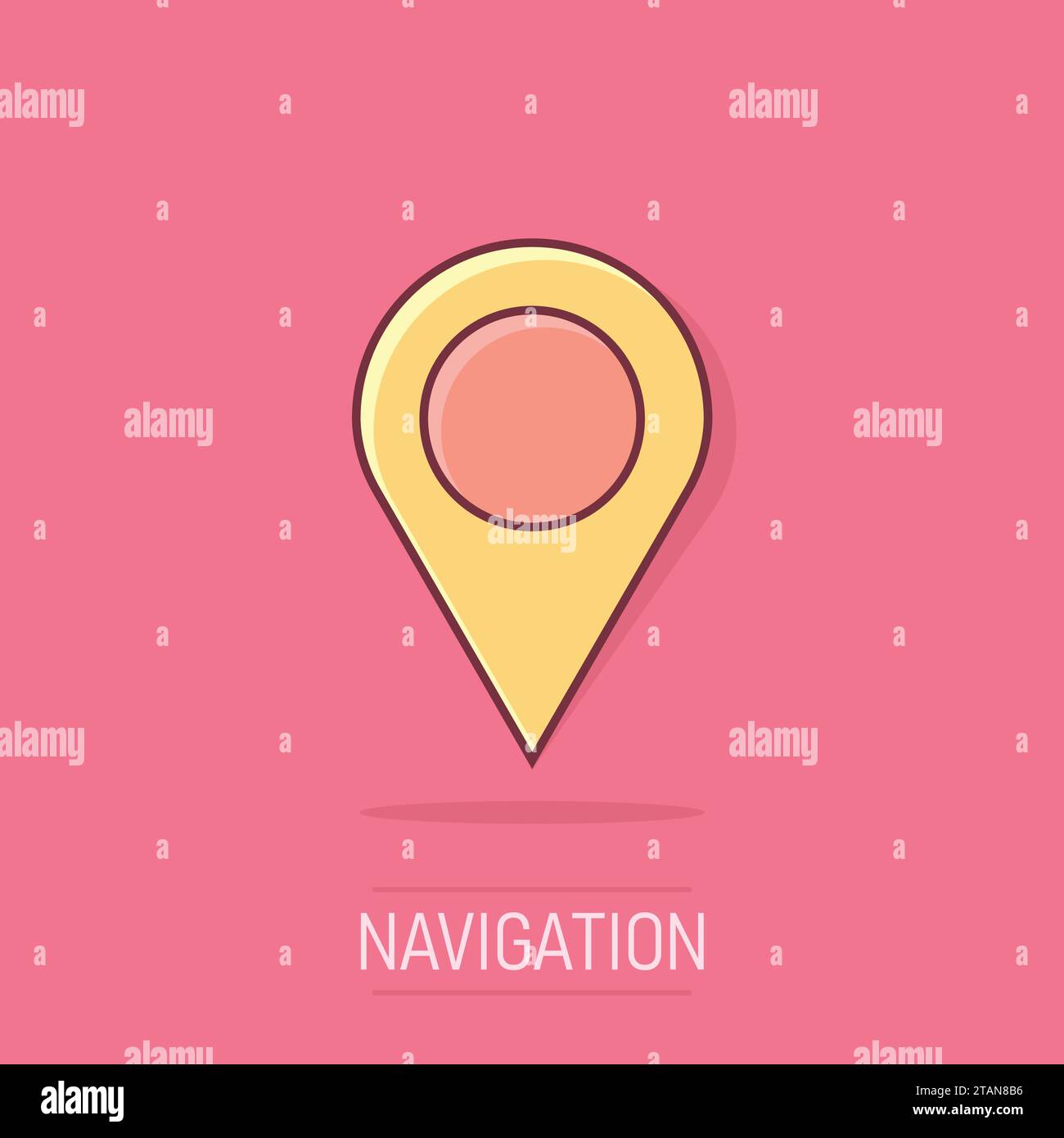 Vector cartoon pin location icon in comic style. Navigation map, gps ...