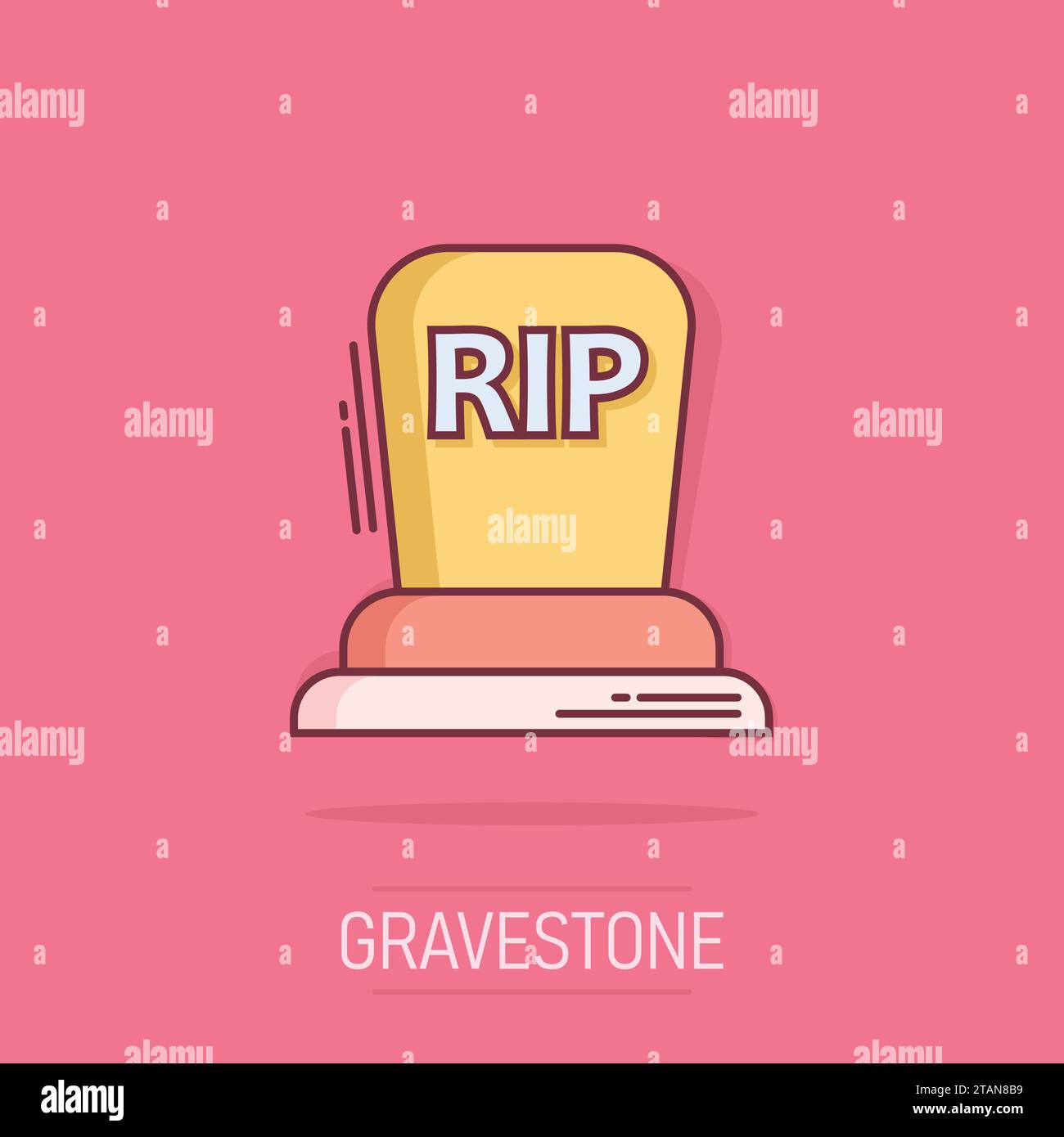 Vector cartoon halloween grave icon in comic style. Gravestone sign ...