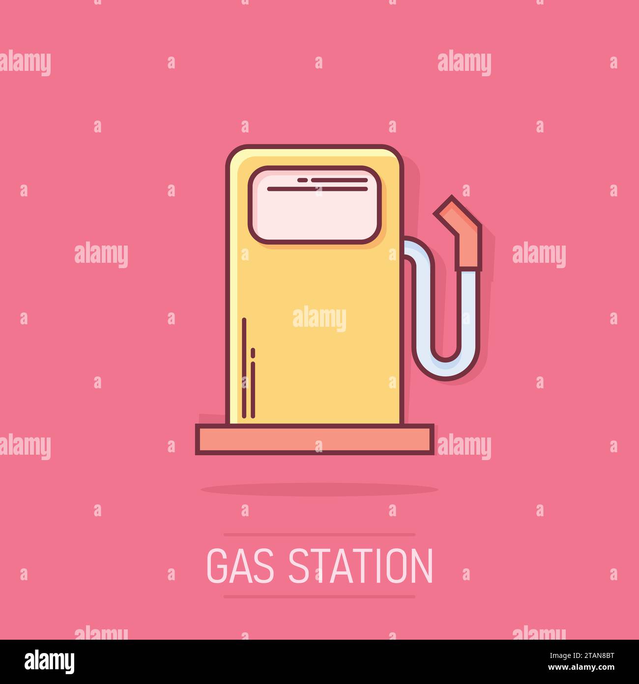 Vector cartoon fuel gas station icon in comic style. Car petrol pump ...