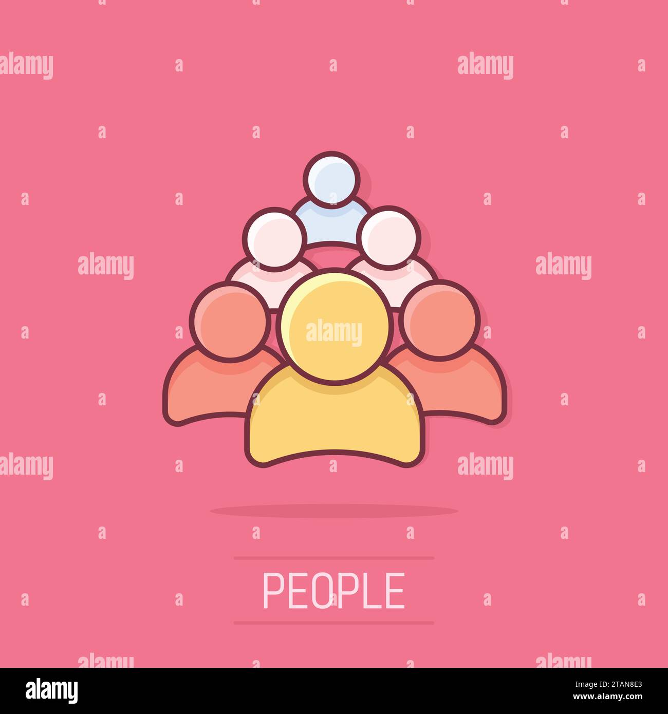 Vector cartoon group of people icon in comic style. Persons sign ...