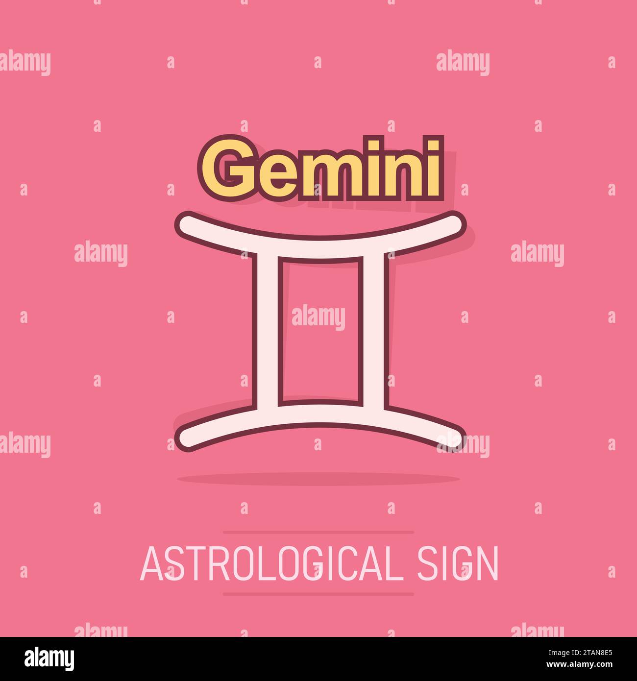 Vector cartoon gemini zodiac icon in comic style. Astrology sign ...
