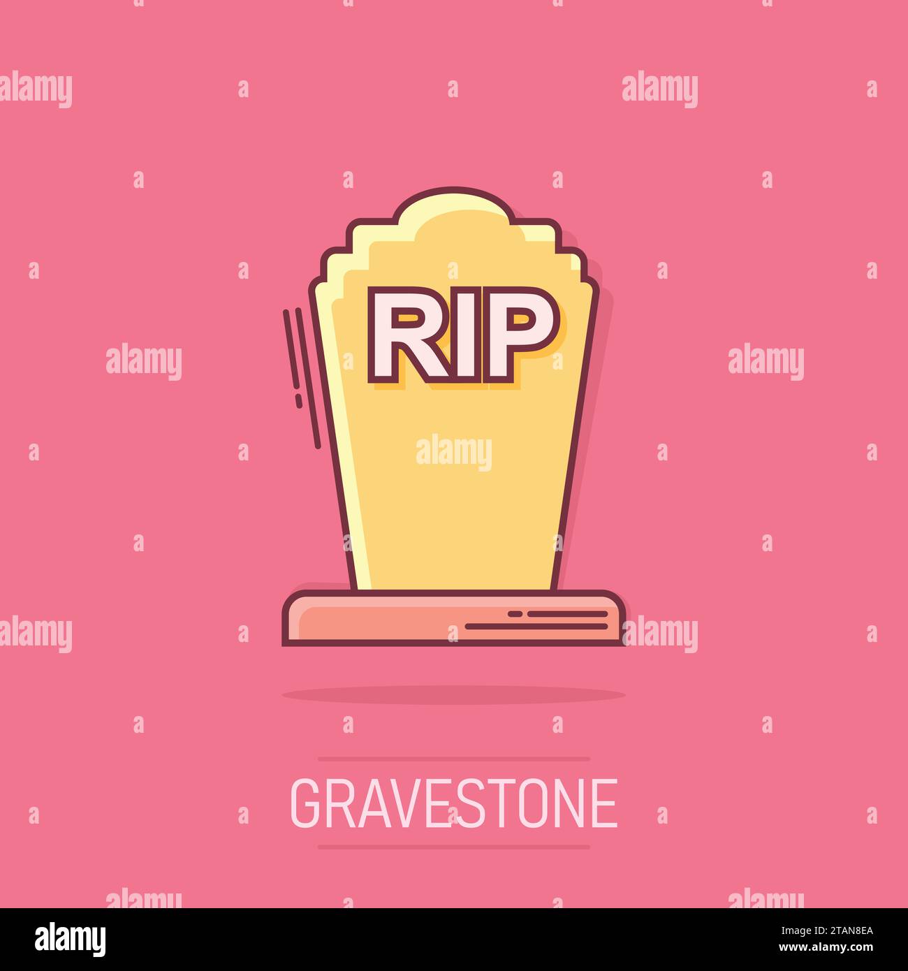 Vector cartoon halloween grave icon in comic style. Gravestone sign ...
