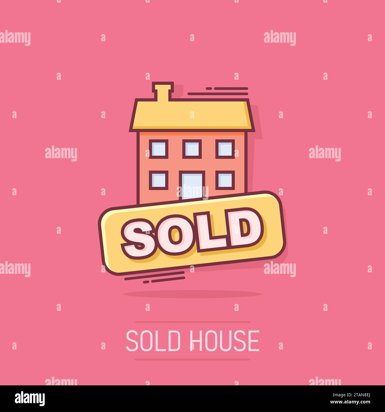 Vector cartoon sold house icon in comic style. Sold sign illustration ...